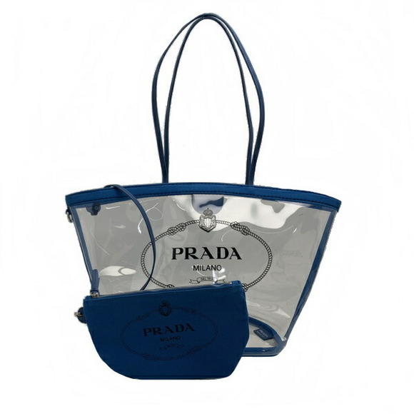 Prada | Bags | Prada Handbag Kanapa Plex Clear Handbag Vinyl Clear Blue ...